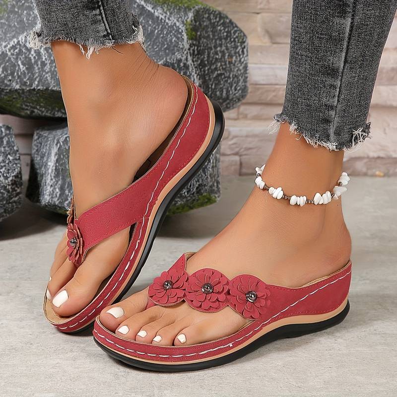 [Corrección de la forma del pie] Cómodas chanclas de flores para mujer ...